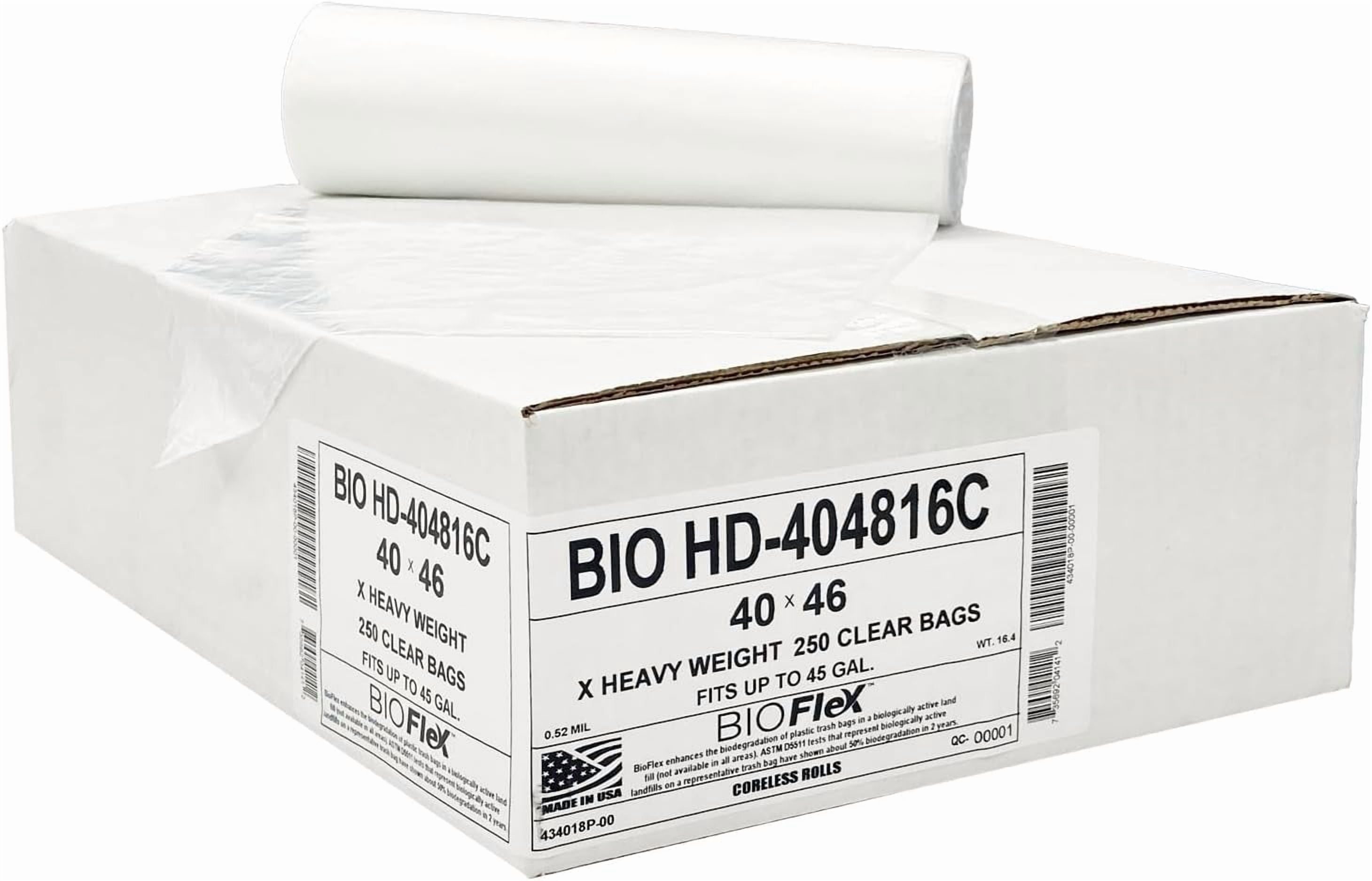 45 Gallon Clear Trash Bags (250 Count) With BioFlex Technology - 40" x ...
