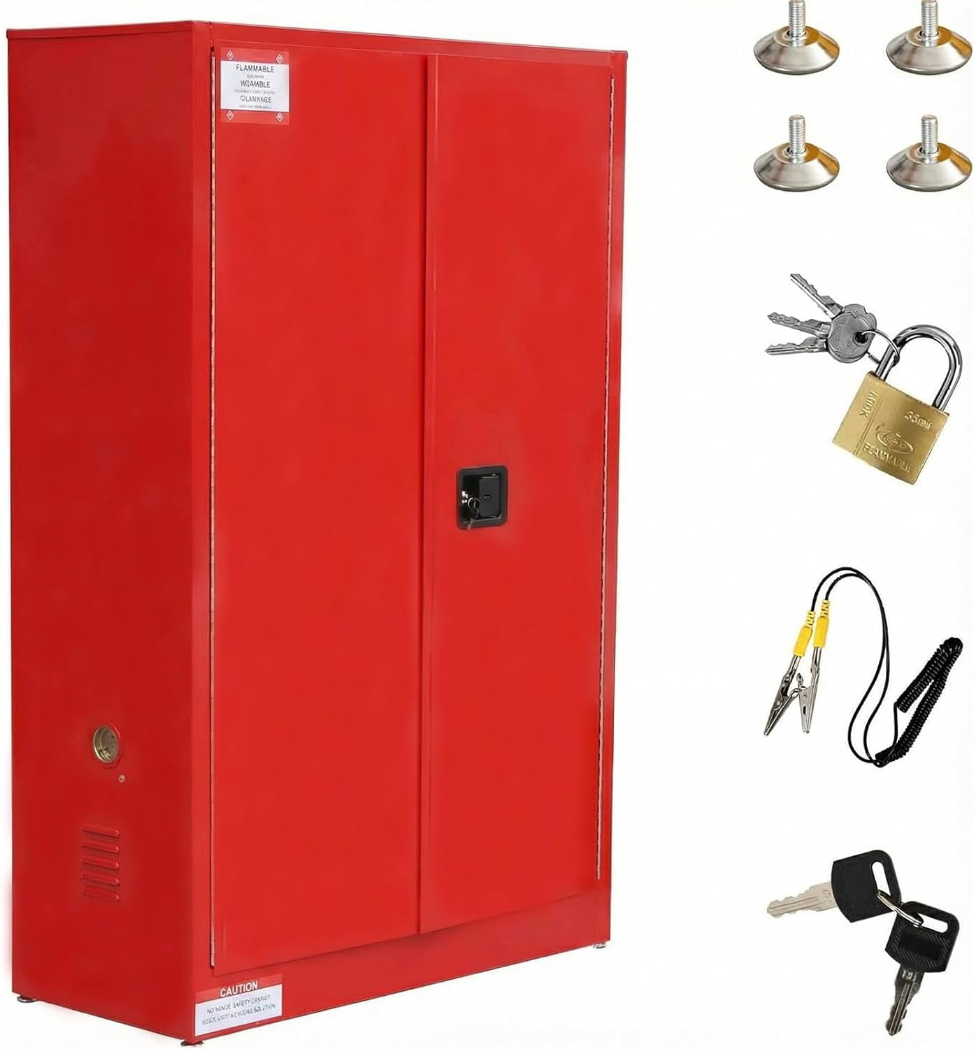 45 Gallon Flammable Safety Cabinet, 43" x 18" x 65"Fireproof Chemical ...