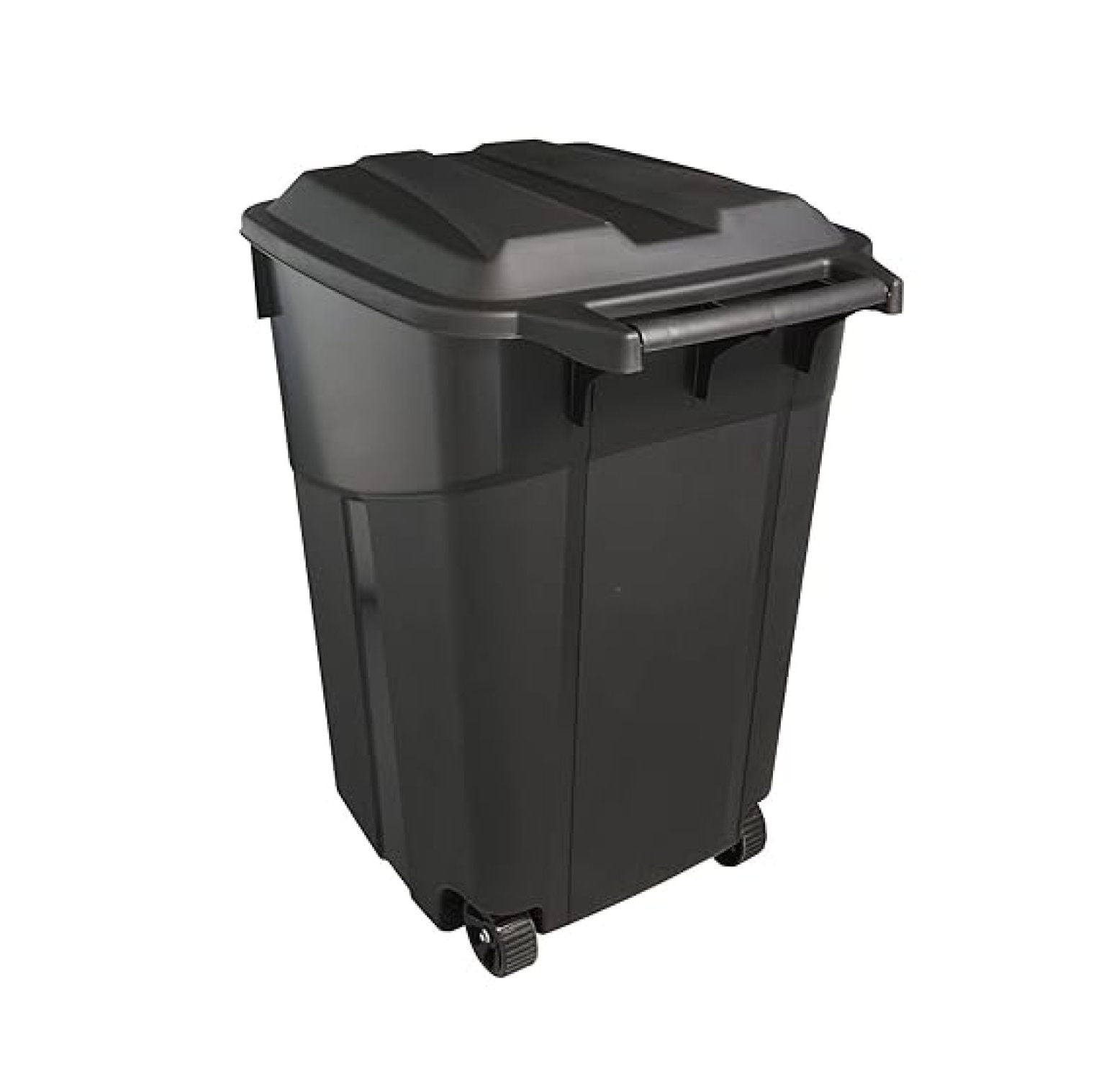 45 Gallon Large Trash Can with Attached Lid & Wheels Heavy Duty Wheeled ...