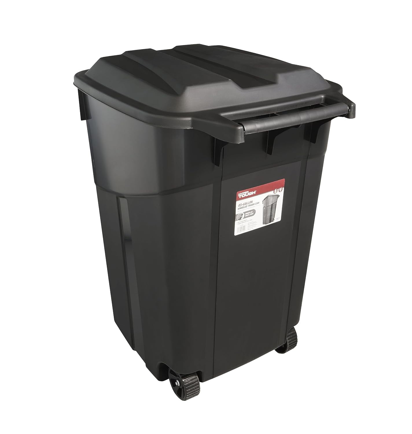 45 Gallon Large Trash Can with Wheels, Heavy Duty Wheeled Garbage Trash ...