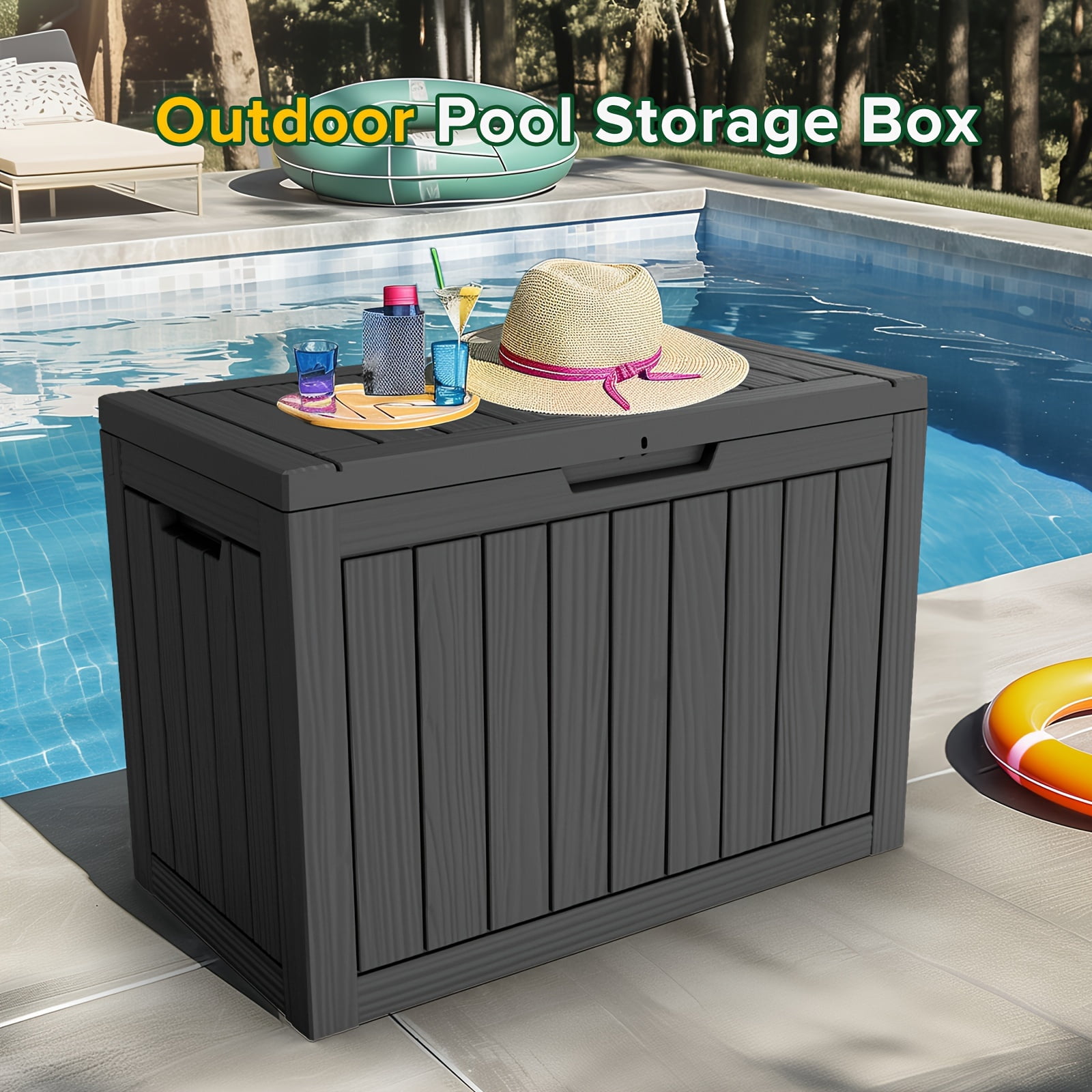 45-Gallon Outdoor Storage Box - Waterproof, UV-Resistant Plastic Deck ...