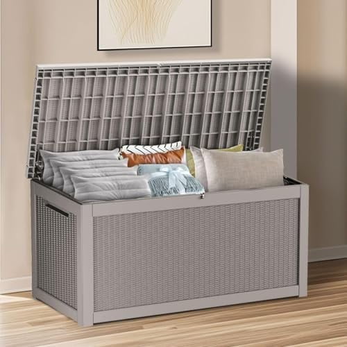 45 Gallon Waterproof Deck Box, Lockable Resin Storage Box for Patio ...