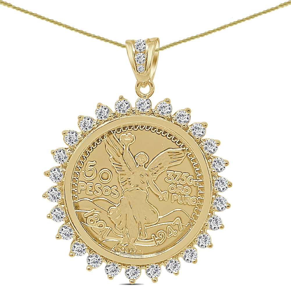 45+ Grams Big 2.75'' 14K Gold Finish 3 Prong Simulated Diamond Mexican ...