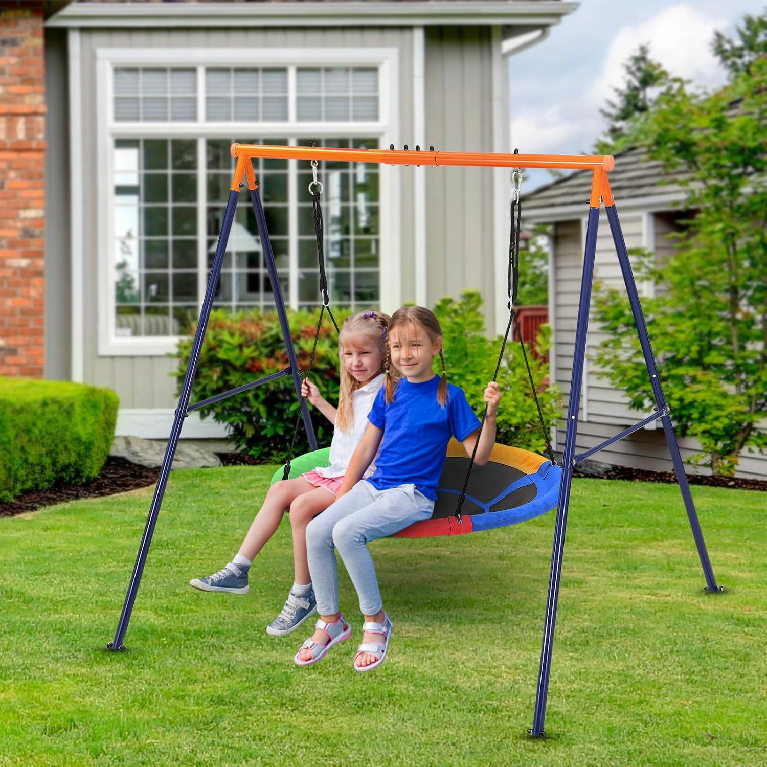 45" Heavy-Duty Saucer Swing Set for Kids & Adults, 440lbs Capacity ...