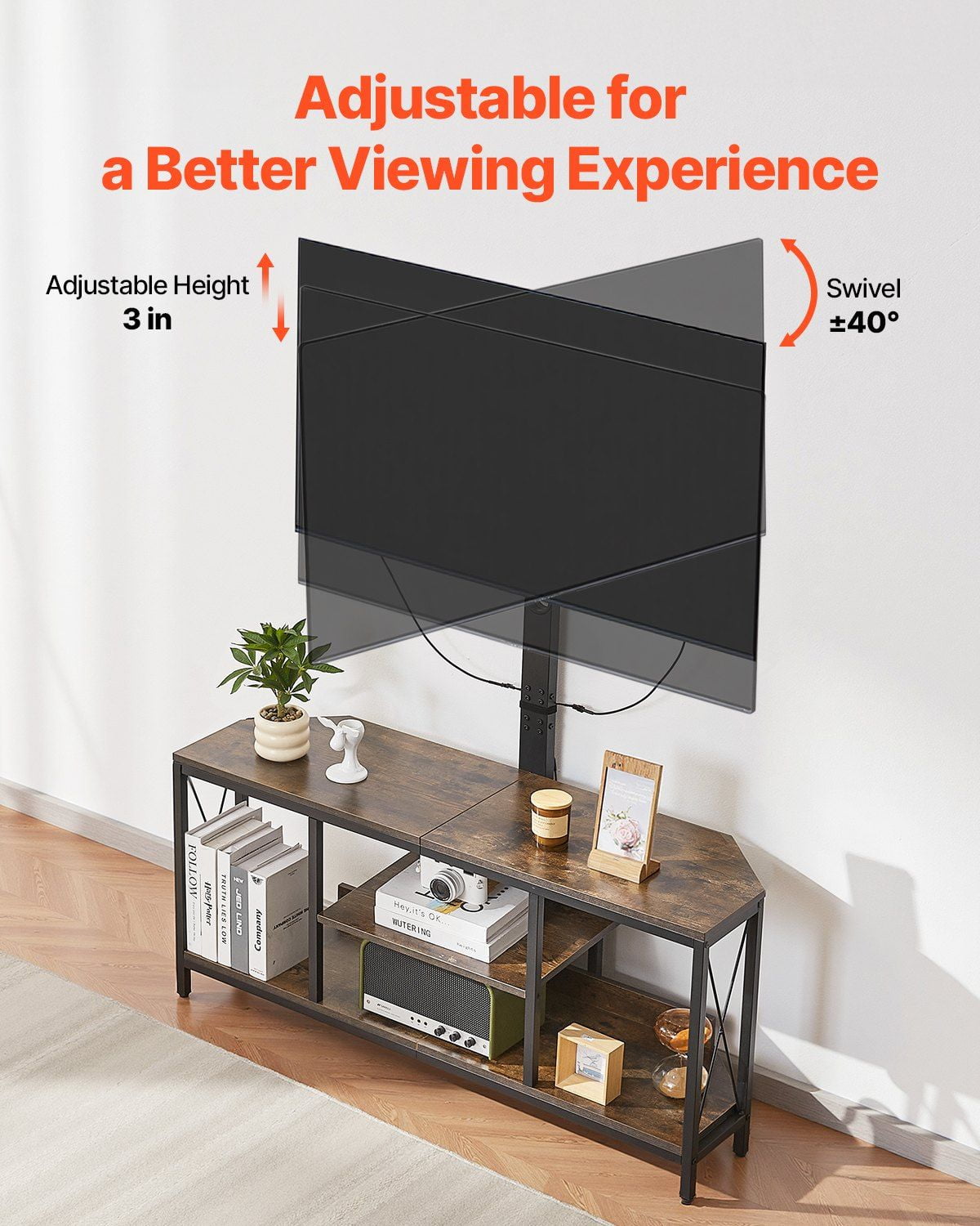 45" Height Adjustable TV Stand with Mount for up to 75 inch TVs ...