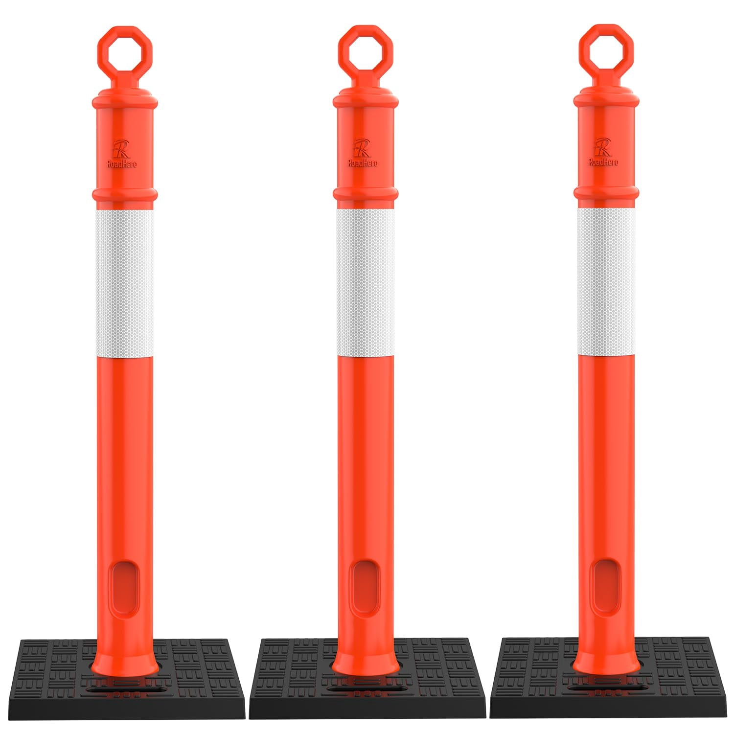 45 Inch Delineator Post with Base, Portable Orange Traffic Posts Cones ...