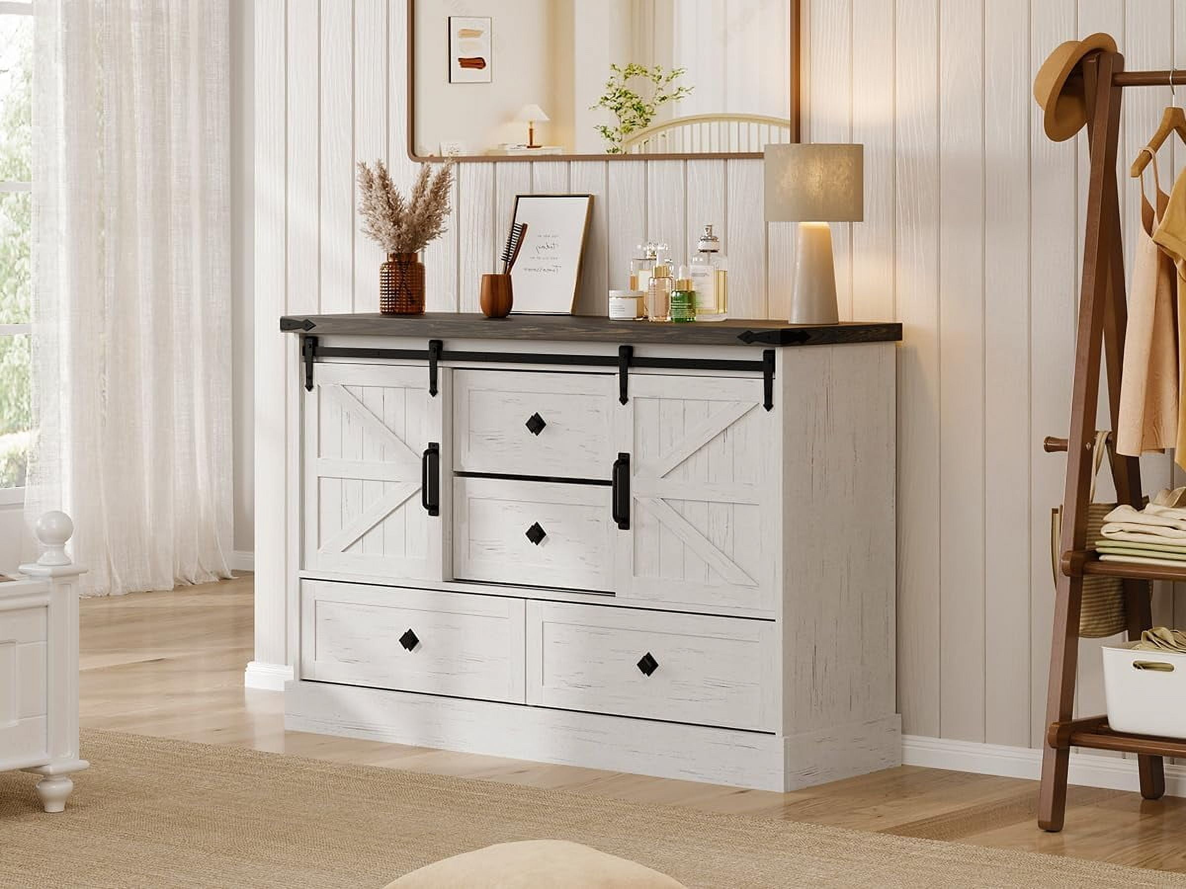 45 Inch Farmhouse 4 Drawers Dresser,Farmhouse TV Stand With Drawers for ...