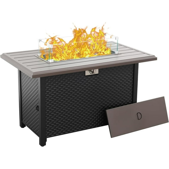 45 Inch Fire Table for Outside 60000 BTU Steel Gas Fire Pit Outdoor ...