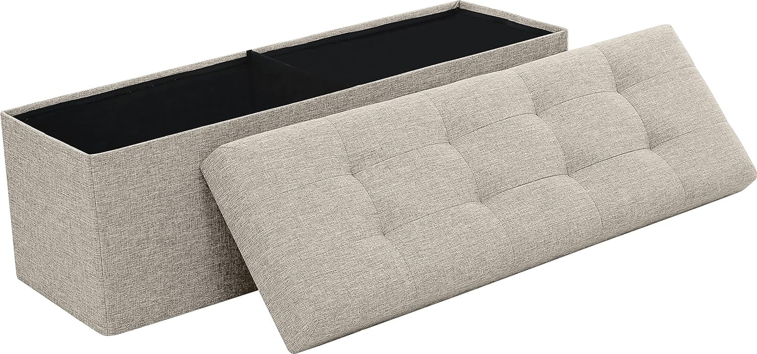 45 Inch Folding Storage Ottoman with Storage Bench, Long Large Storage ...