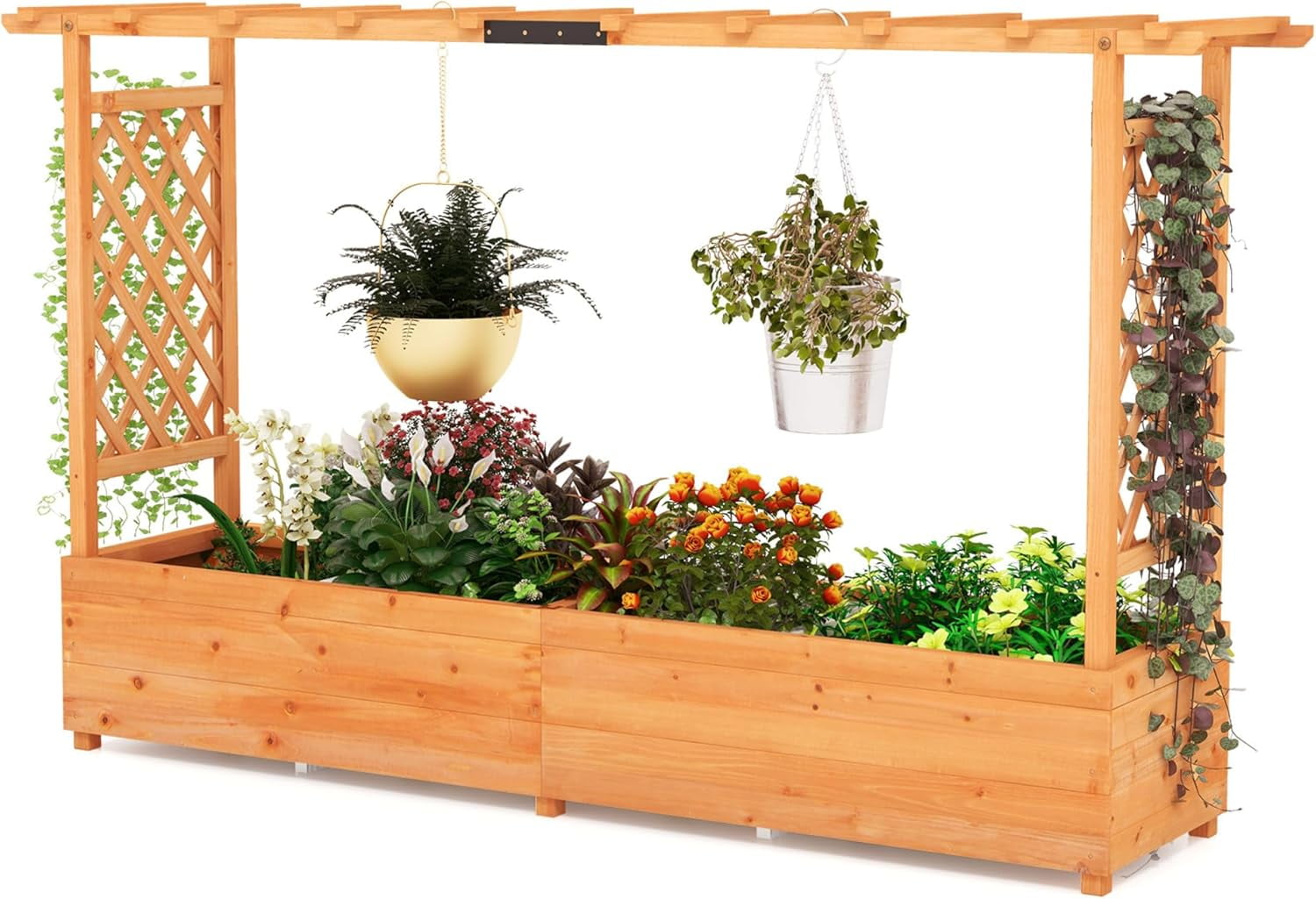 45-Inch Raised Garden Bed, Wood Garden Freestanding Elevated Planter ...