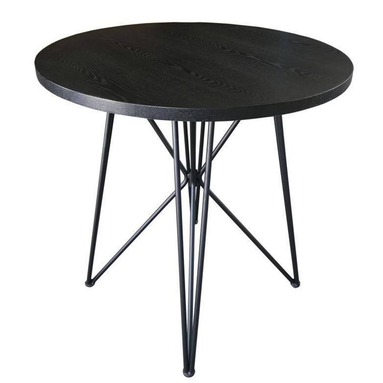 45 Inch Round Dining Table, Wood Grain Details, Butterfly Legs, Black ...