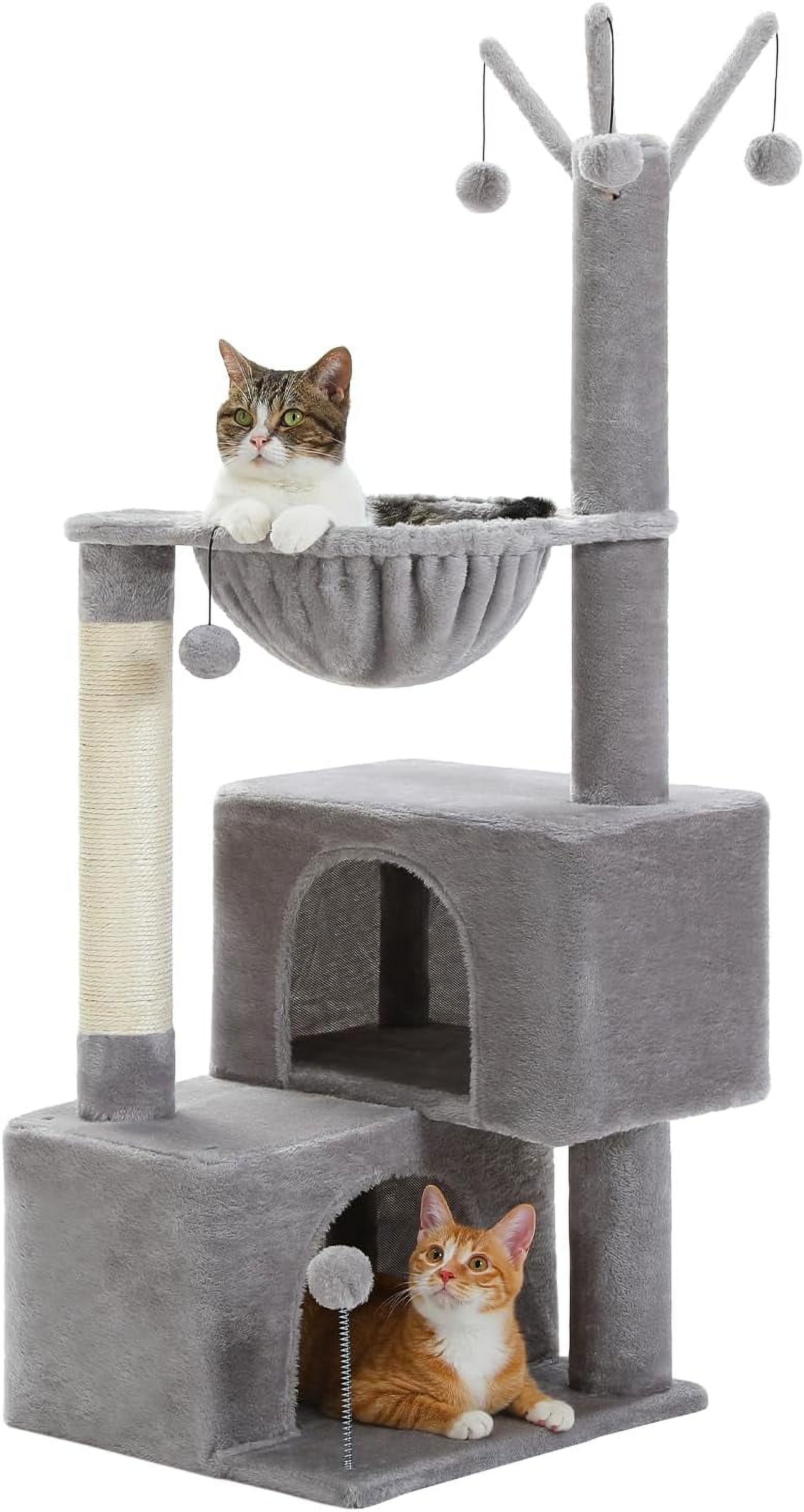 45-Inch Small Cat Tree with 2 Condos for Indoor Cats,Cat Tower with ...
