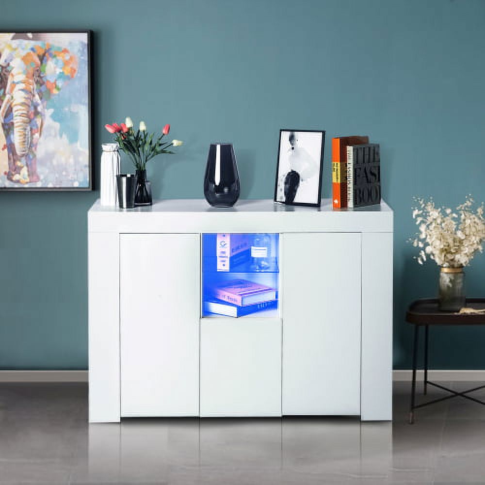 45 Inch Storage Cabinet,Wood Sideboard Console Table with LED Lights ...