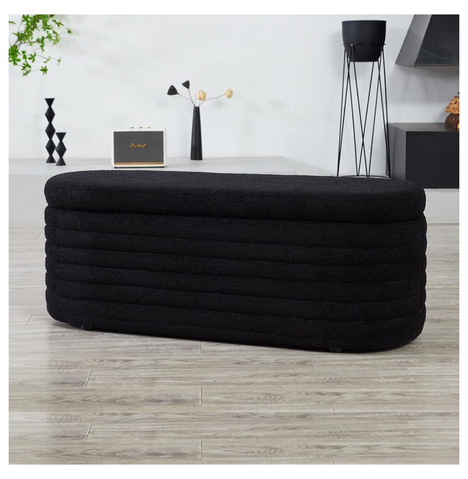 45 Inch Storage Ottoman Upholstered Fabric Bedroom Benches, Modern ...