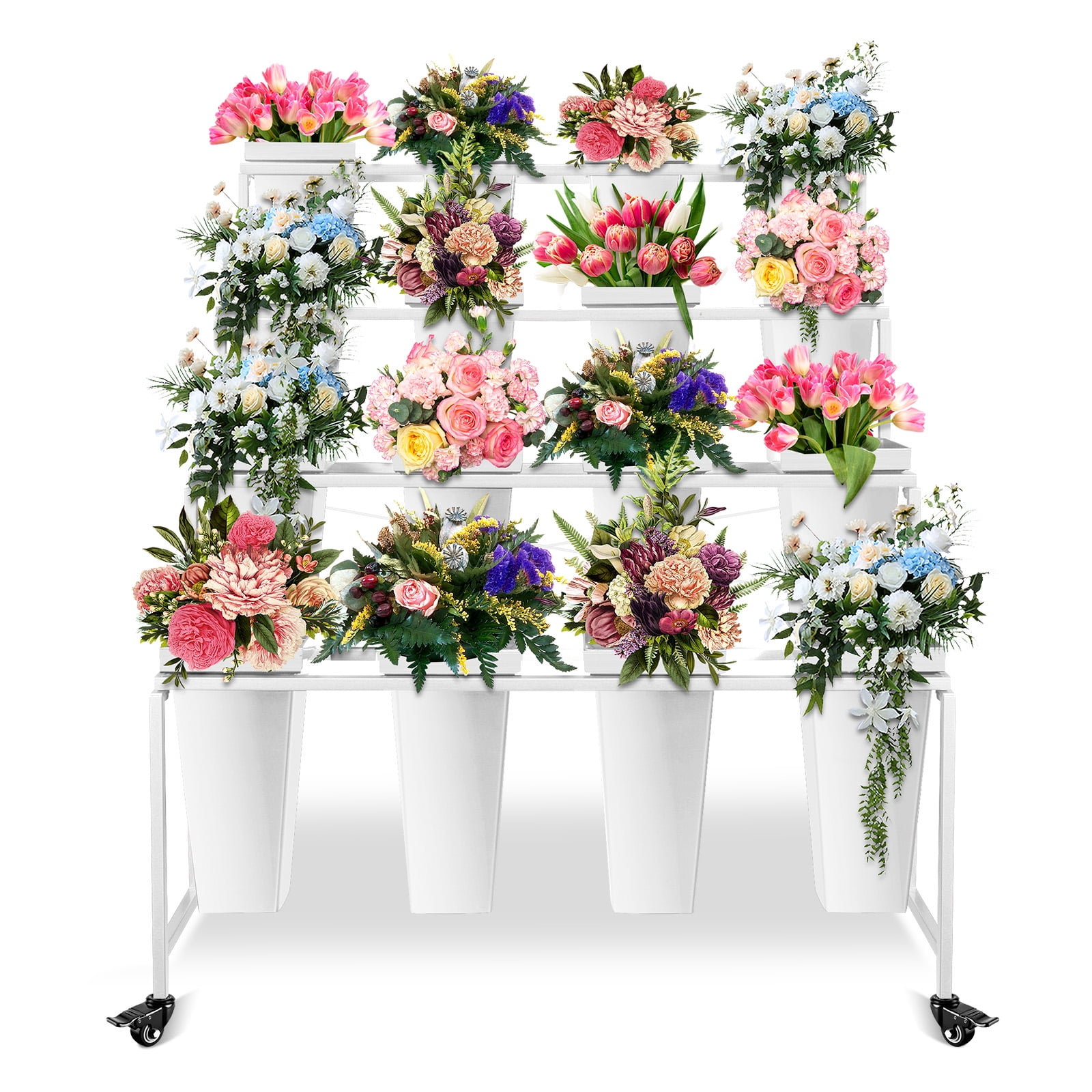 45 Inch Tall Flower Display Stand 4 Layers,Metal Florist Bouquet Shelf ...