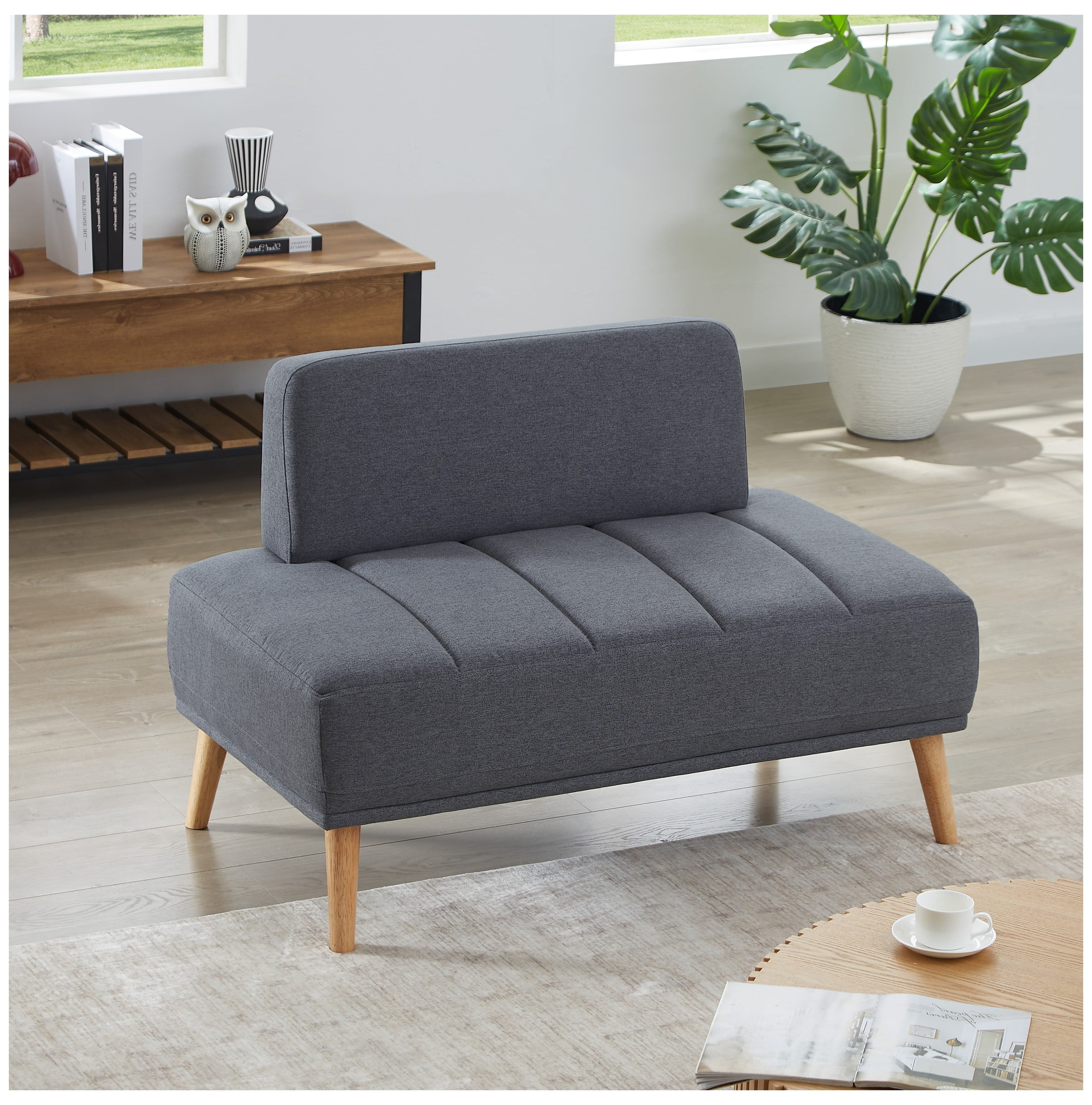 45"Inch Width Modern End of Bed ,Cotton Linen Fabric Upholstered 2 ...