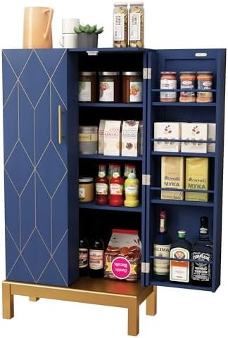 45'' Kitchen Pantry Cabinet,Storage Cabinet with Doors and Adjustable ...