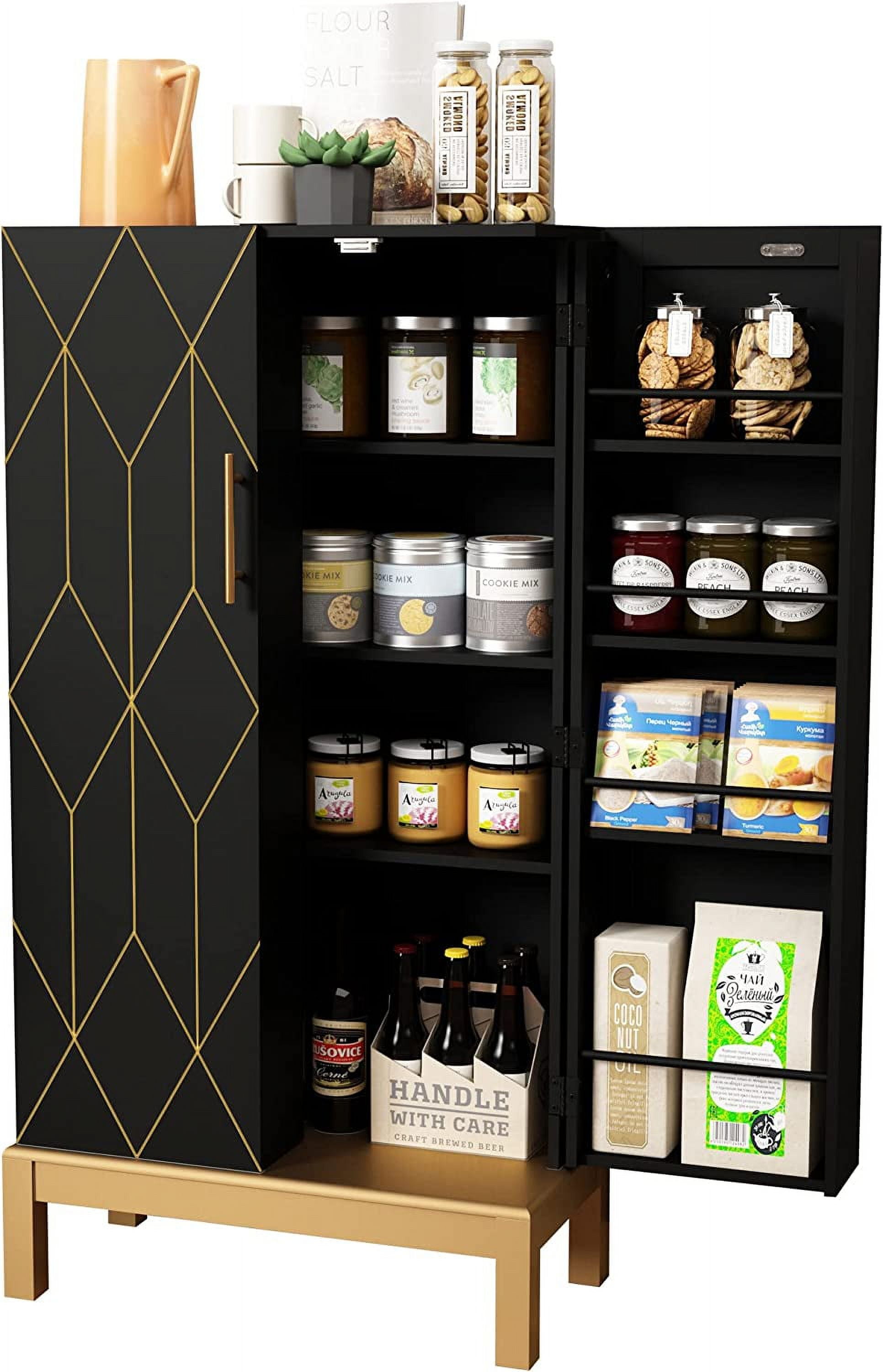 45'' Kitchen Pantry Cabinet,Storage Cabinet with Doors and Adjustable ...