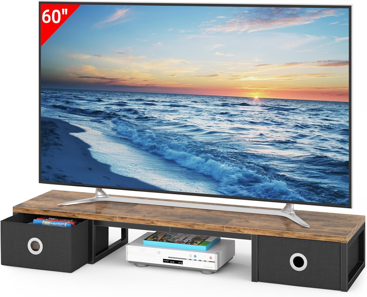 45" Large TV Riser with Fabric Drawers for 32-60 inch TV, TV Stand ...