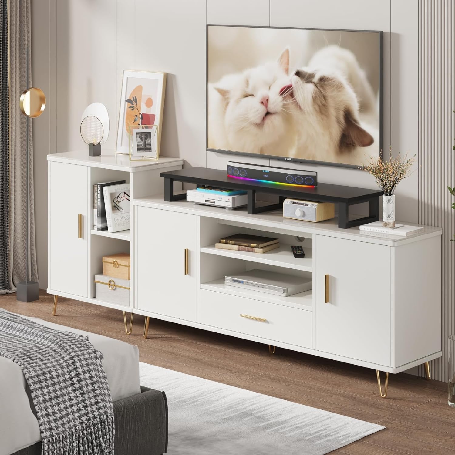 45" Large TV Riser for 32-60 inch TV, TV Riser Stand Shelf with Steel ...