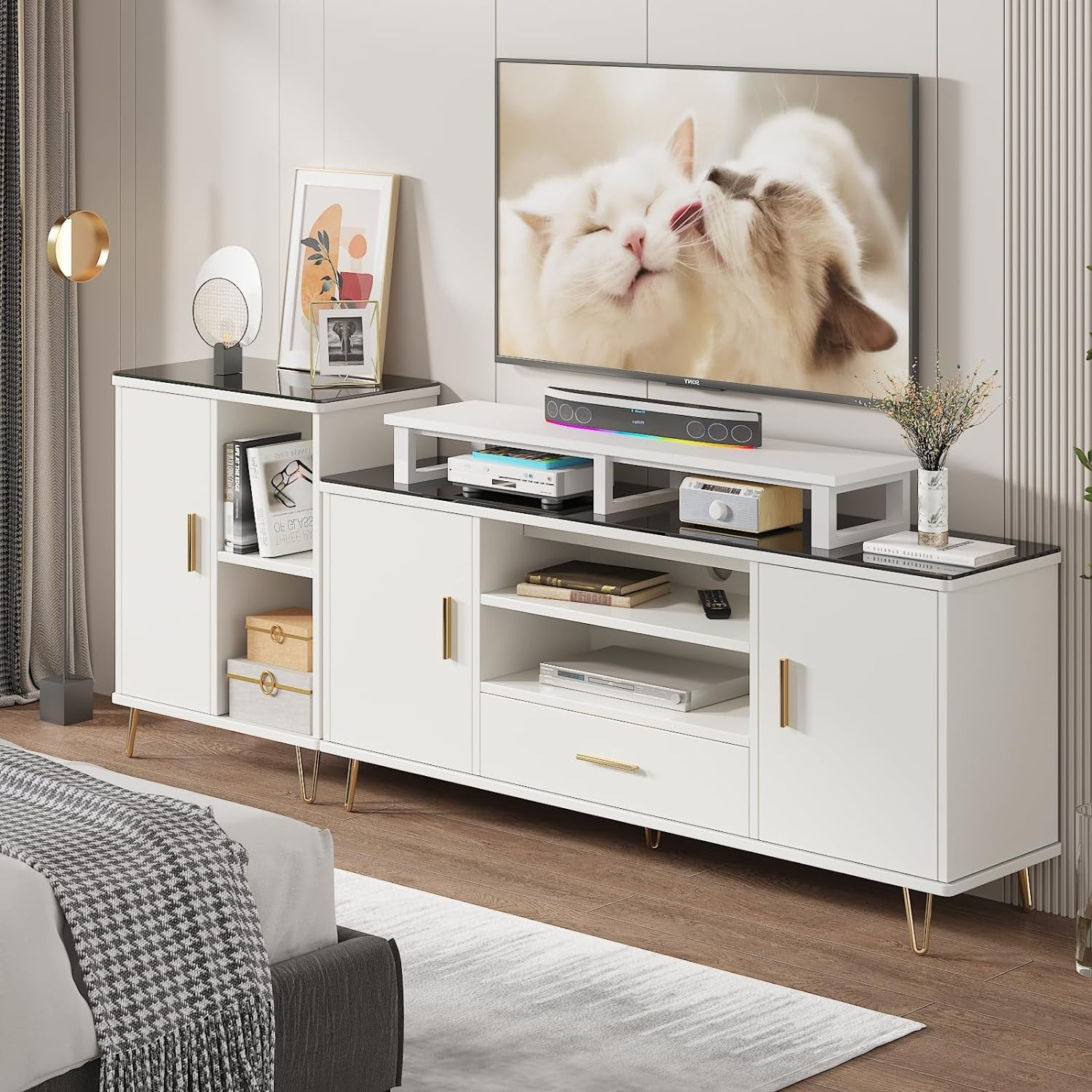 45" Large TV Riser for 32-60 inch TV, TV Riser Stand Shelf with Steel ...