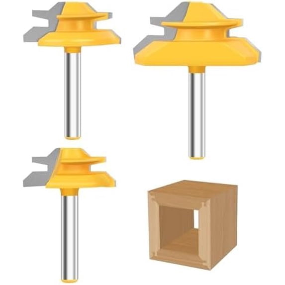 45 Lock Miter Router Bit 1/4 Inch Shank 3 count Joint Router Bit Set ...