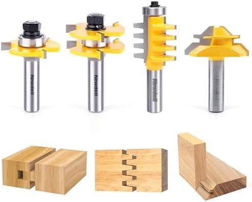 45 Lock Miter & T Shape Tongue and Groove & Finger Joint Router Bit Set ...