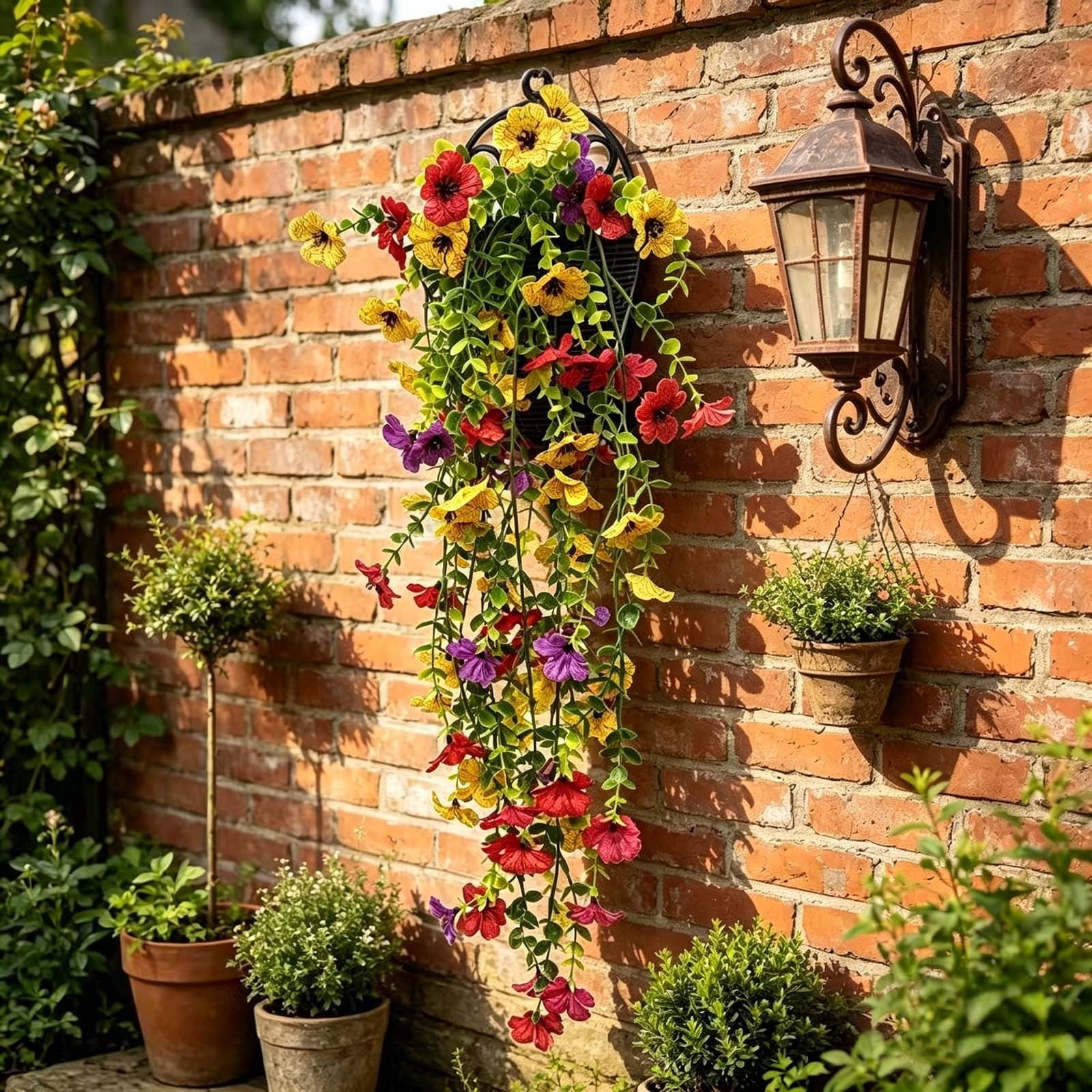 45 Mesh Violet Artificial Flower Wall Hanging, Fake Rattan Vine Decor ...