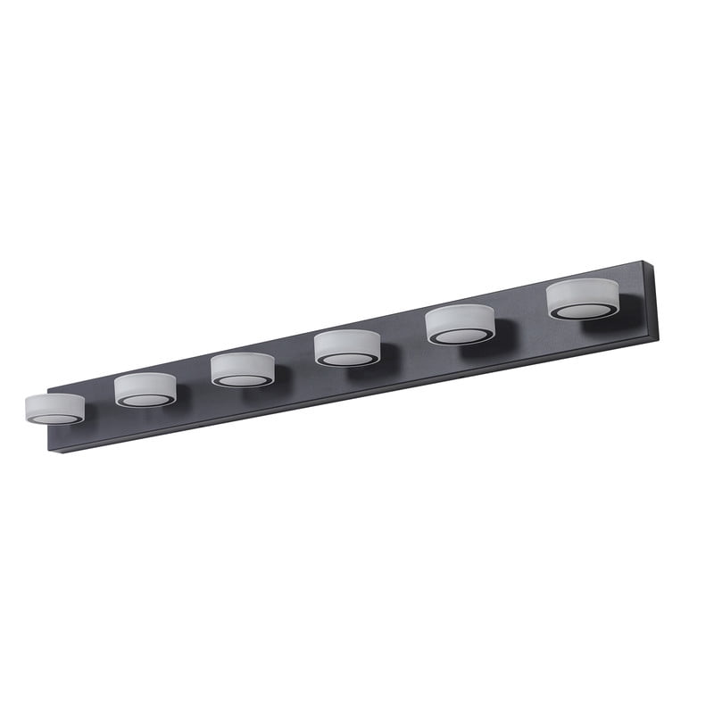 45" Modern Black LED Vanity Light, 6-Light Bathroom Wall Fixture for ...