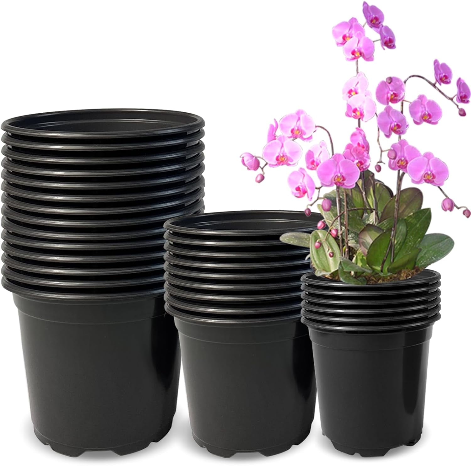 45 Pack 5 6 7 Inch Nursery Pots Variety Pack, Plastic Nursery Pot with ...