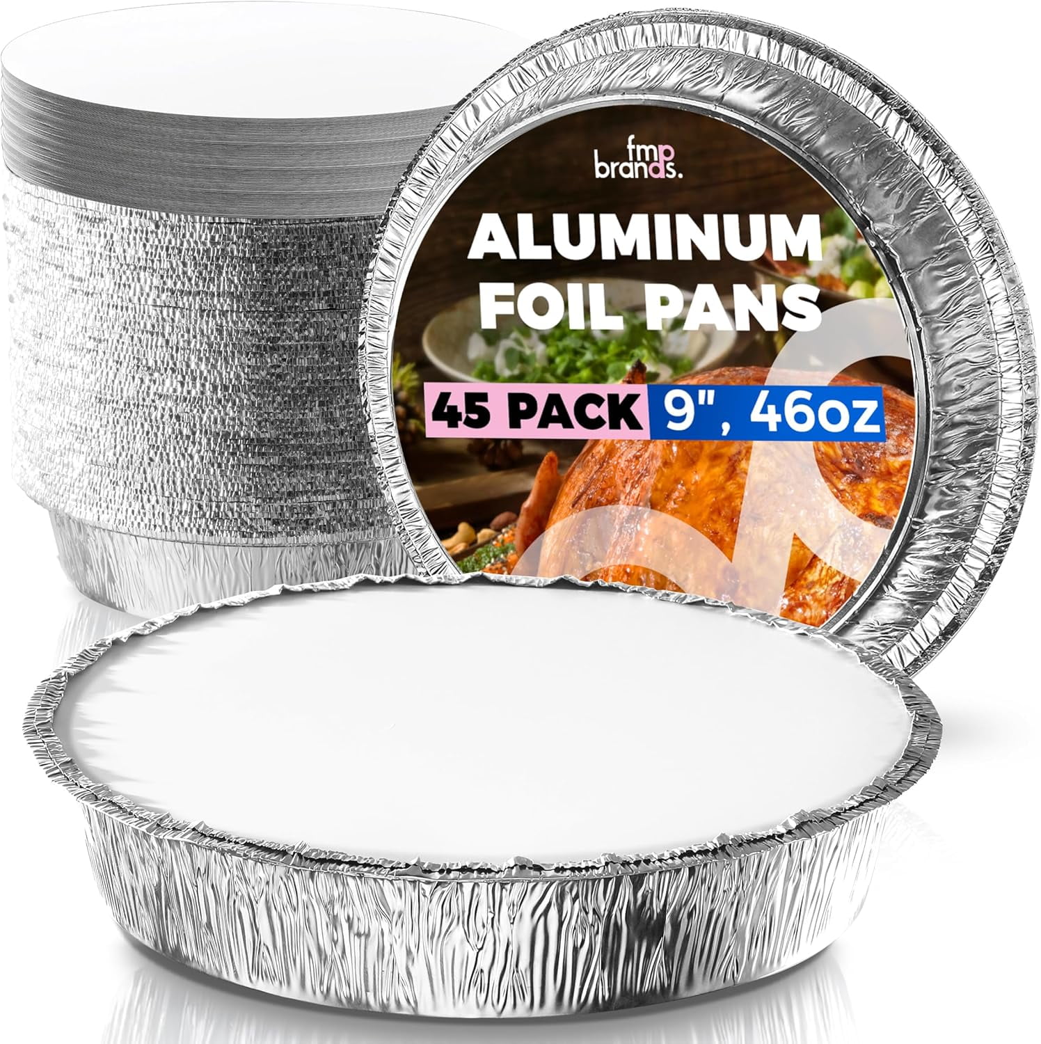 45 Pack 9” Round Aluminum Foil Pans with Lids, Pie Tins sposable 9 inch ...