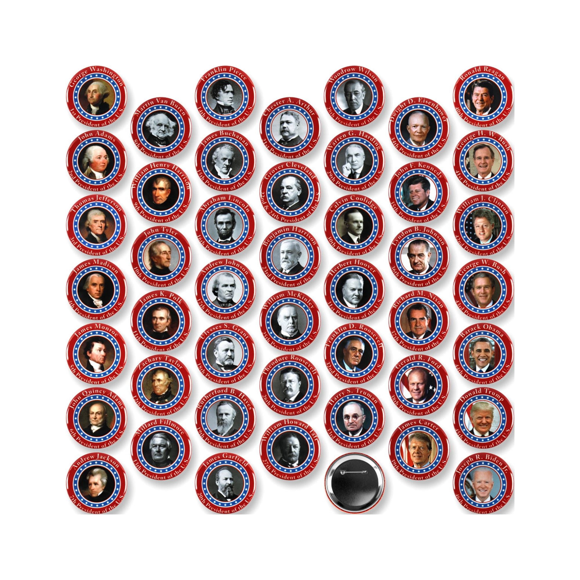 45 Pack - All 45 Presidents Of The USA Historical Pinback Buttons - 3 ...