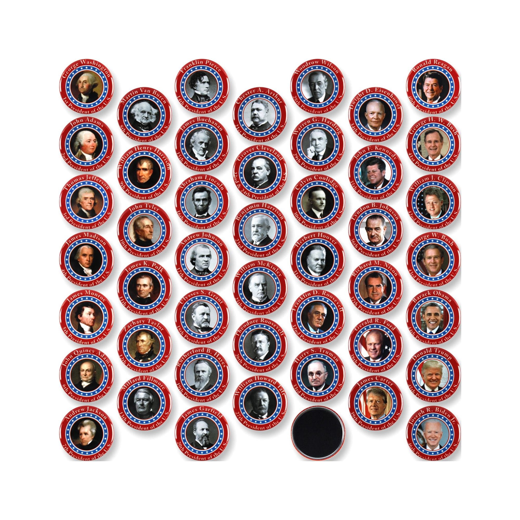 45 Pack - All 45 Presidents Of The USA Historical Refrigerator Magnets ...