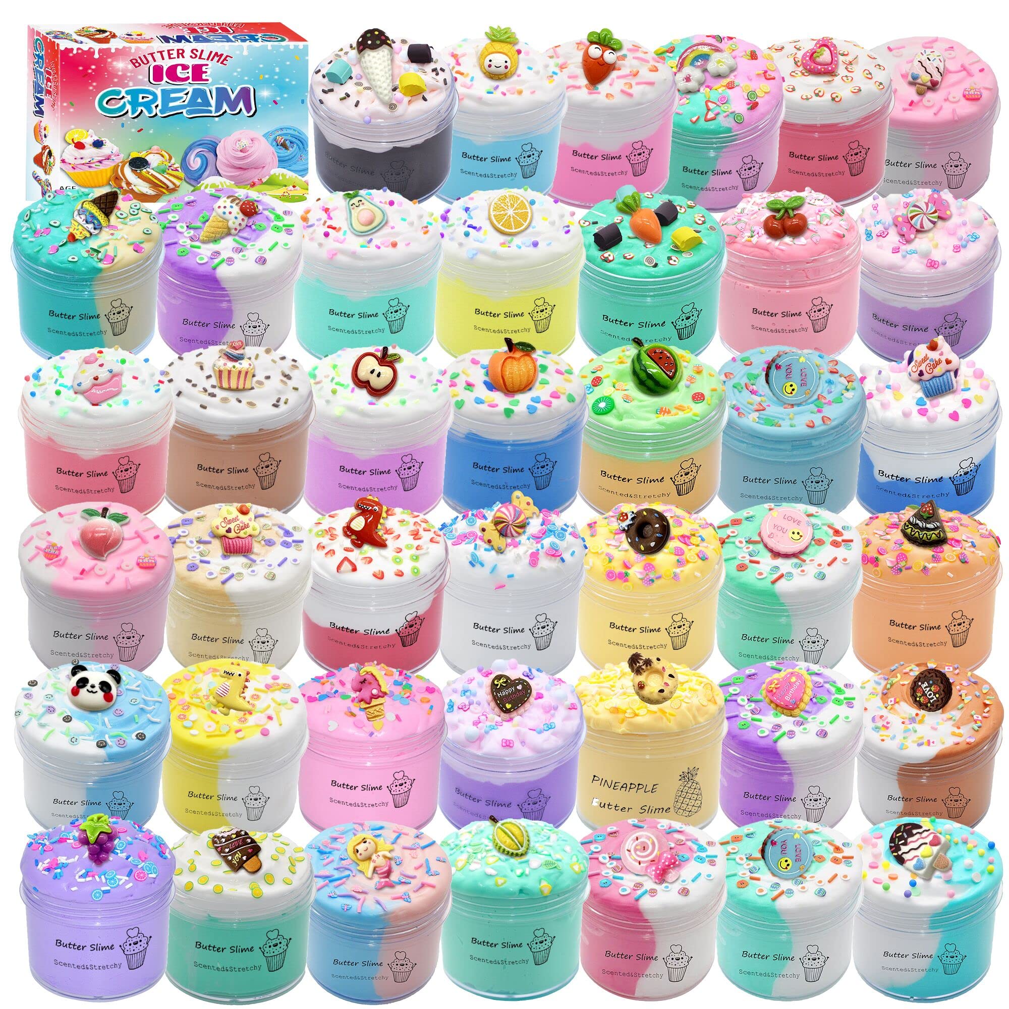 45 Pack Butter Slime Kit for Girls, Slime Party Favors Gifts Stress ...