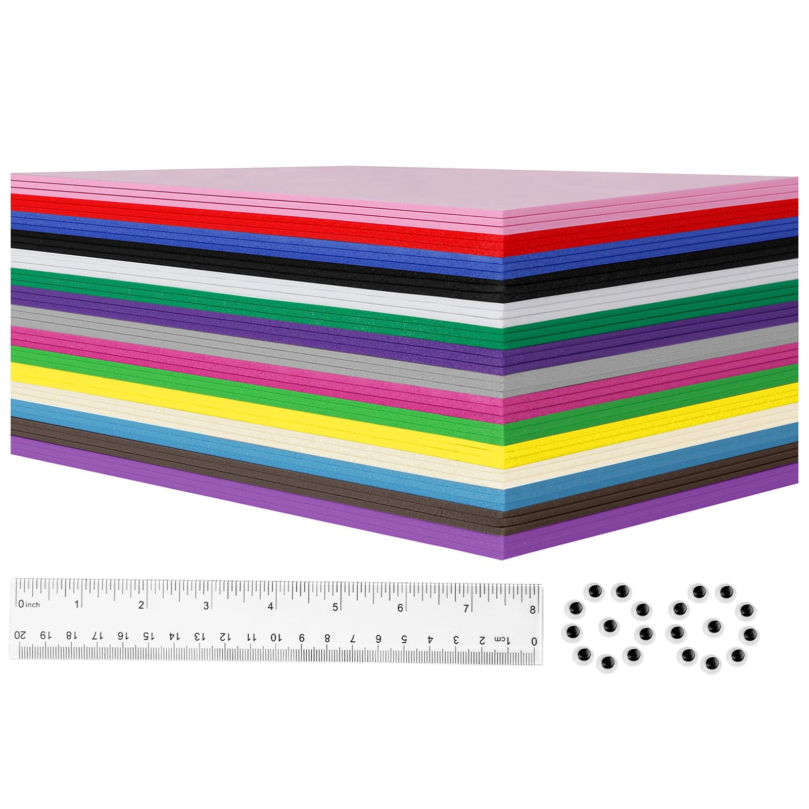 45 Pack EVA Foam TSF6 Sheets, 12 x 8 Inch, 2mm Thick, Assorted 15 ...