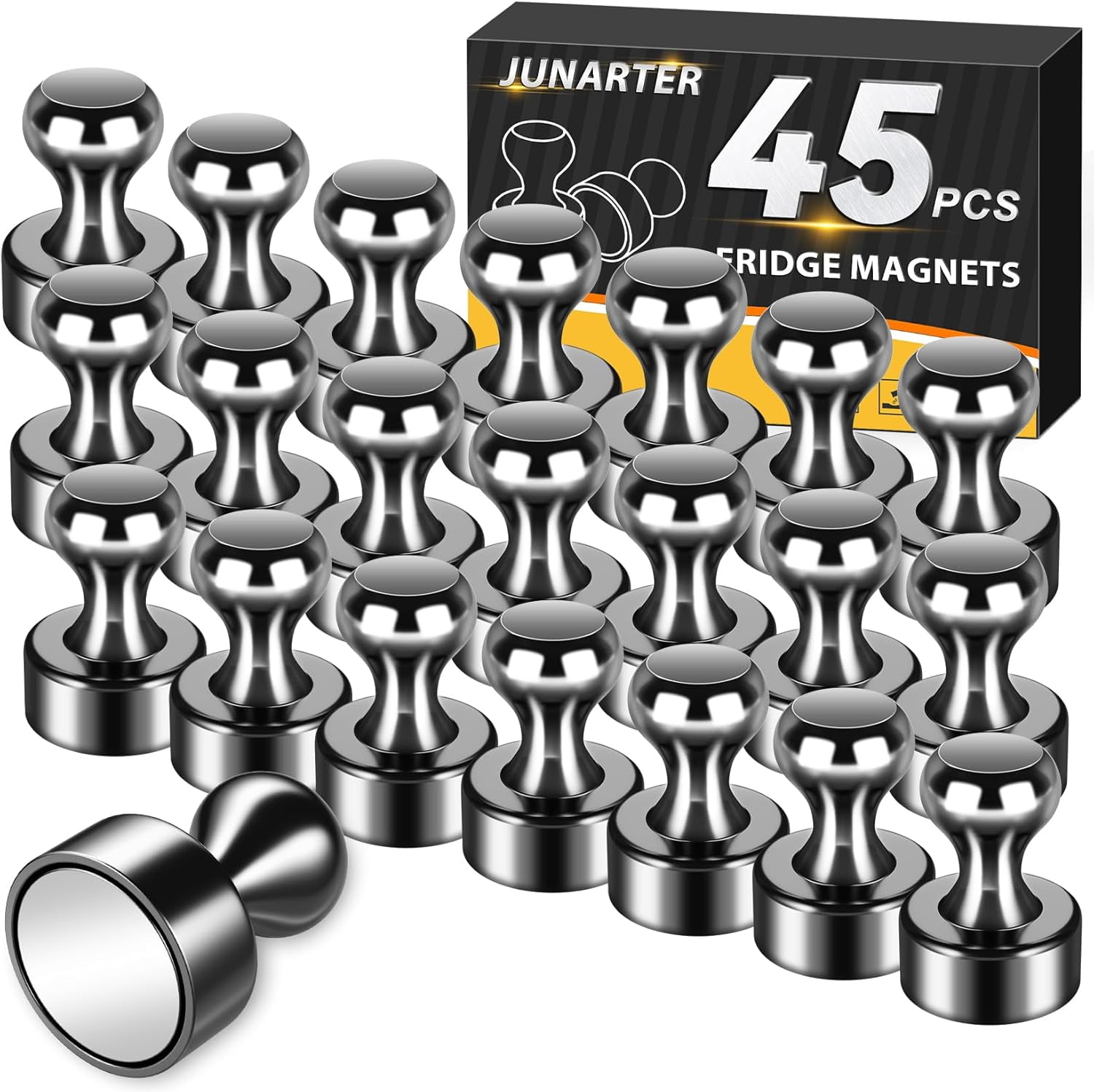 45 Pack Magnetic Push Pins, Black Strong Fridge Magnets, Whiteboard ...