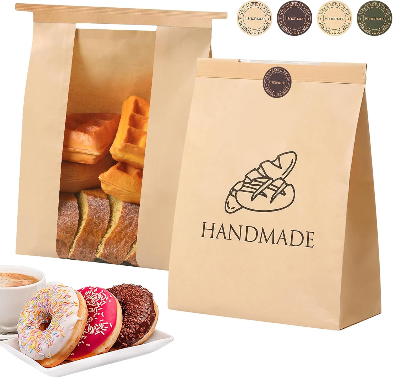 45 Pack Paper Bread Bags for Homemade Baking - Tin Tie Tab Lock ...