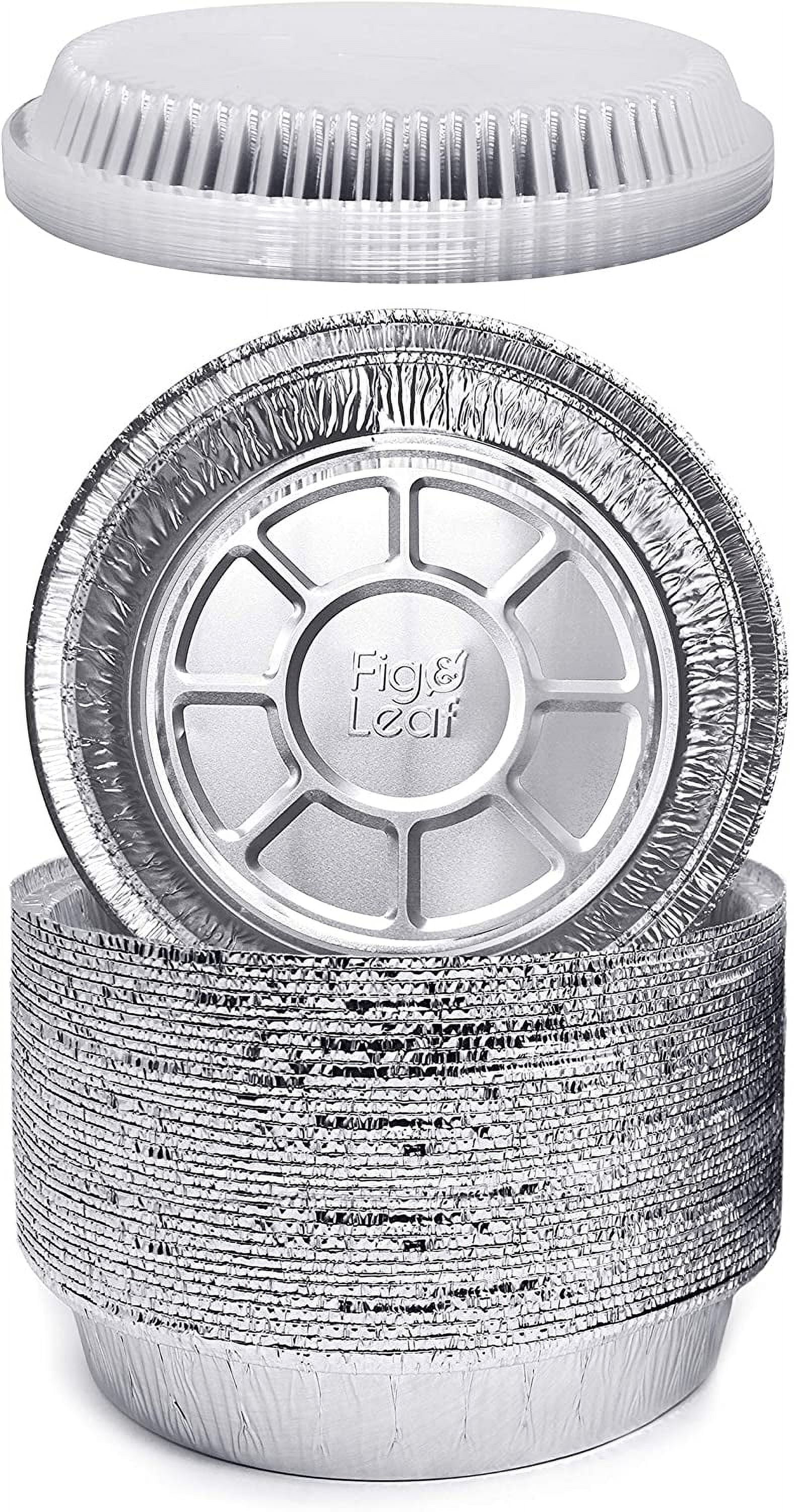 45 Pack Premium 9-Inch Round Foil Pans with Plastic Dome LIDS l Heavy ...