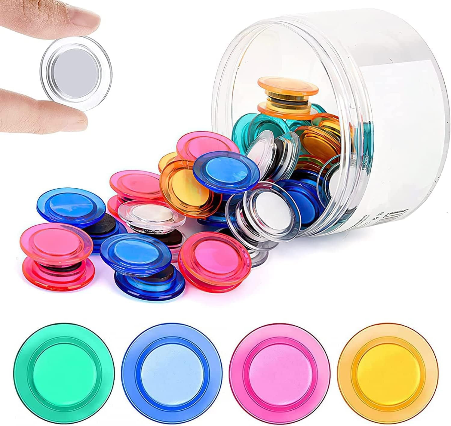 45 Pack Round Fridge Magnets, Small Strong Magnets for Whiteboard ...