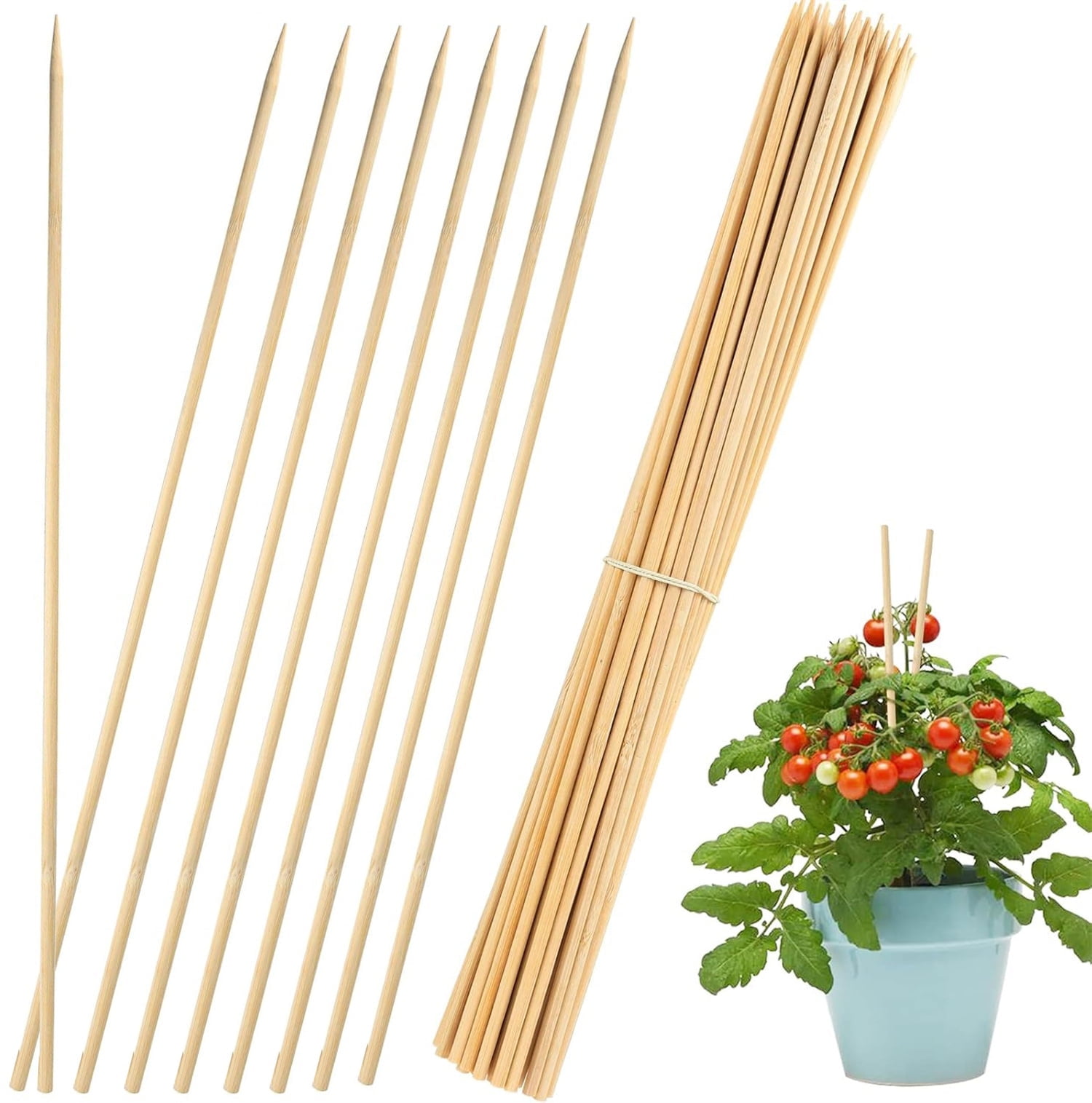 45 Pack Stakes for Gardening,Bexikou 15.7" Wooden Garden Stakes,Plant ...