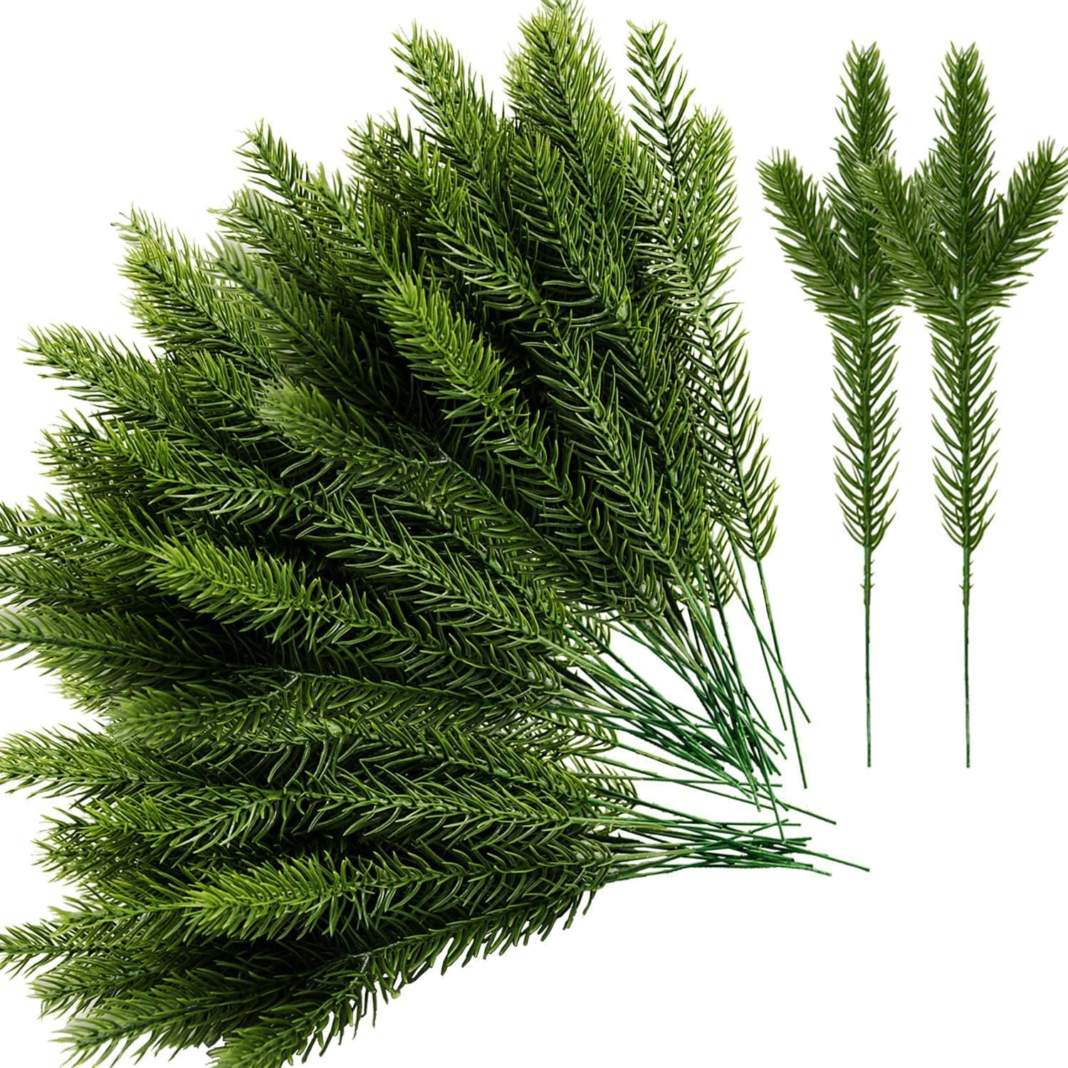 45 Packs Artificial Pine Needles Branches Garland-10.2x2.5 Inch Green ...