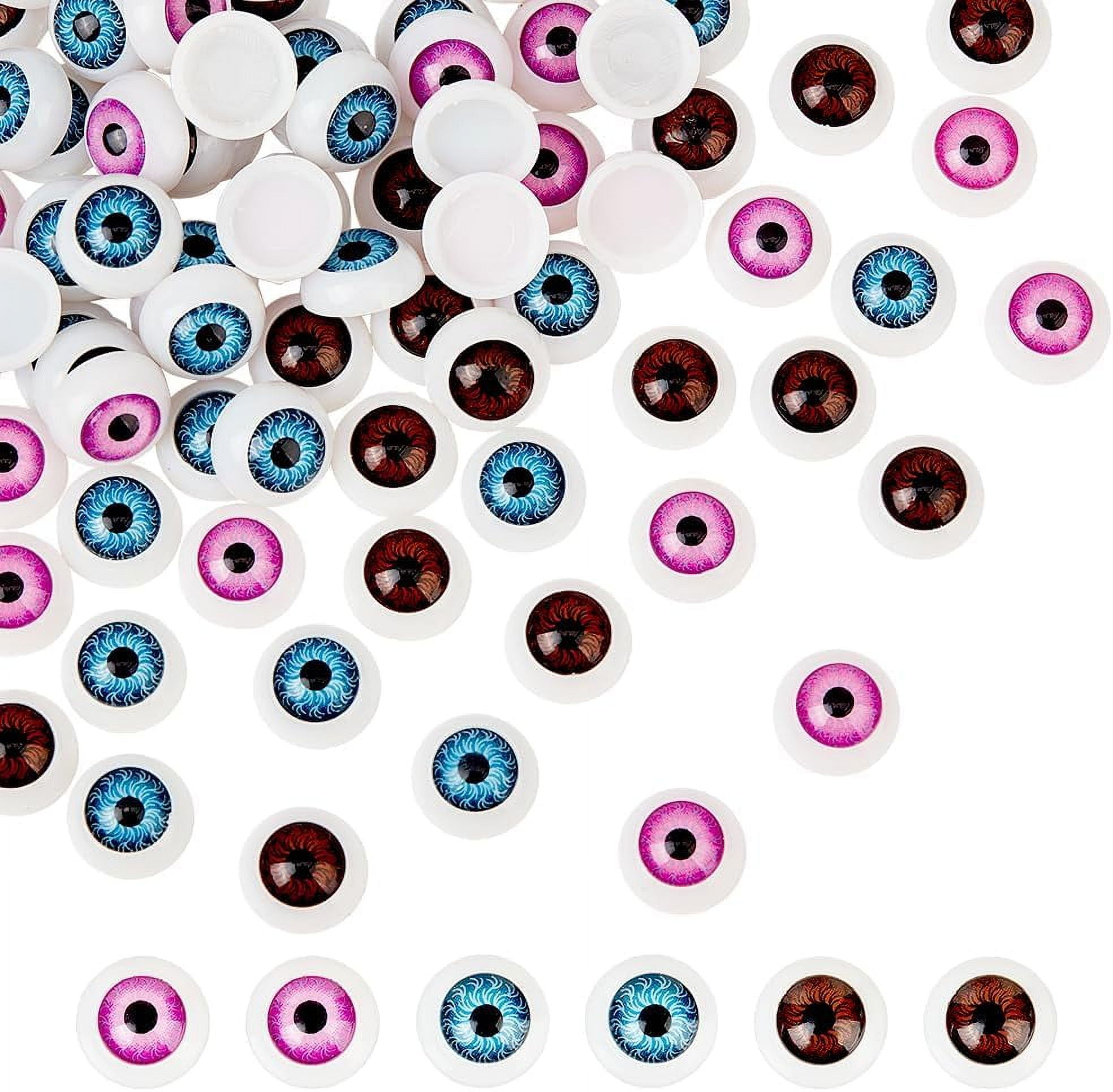 45 Pairs 12mm Realistic Acrylic Eyes 3 Colors Half Round Eyeballs Bear ...
