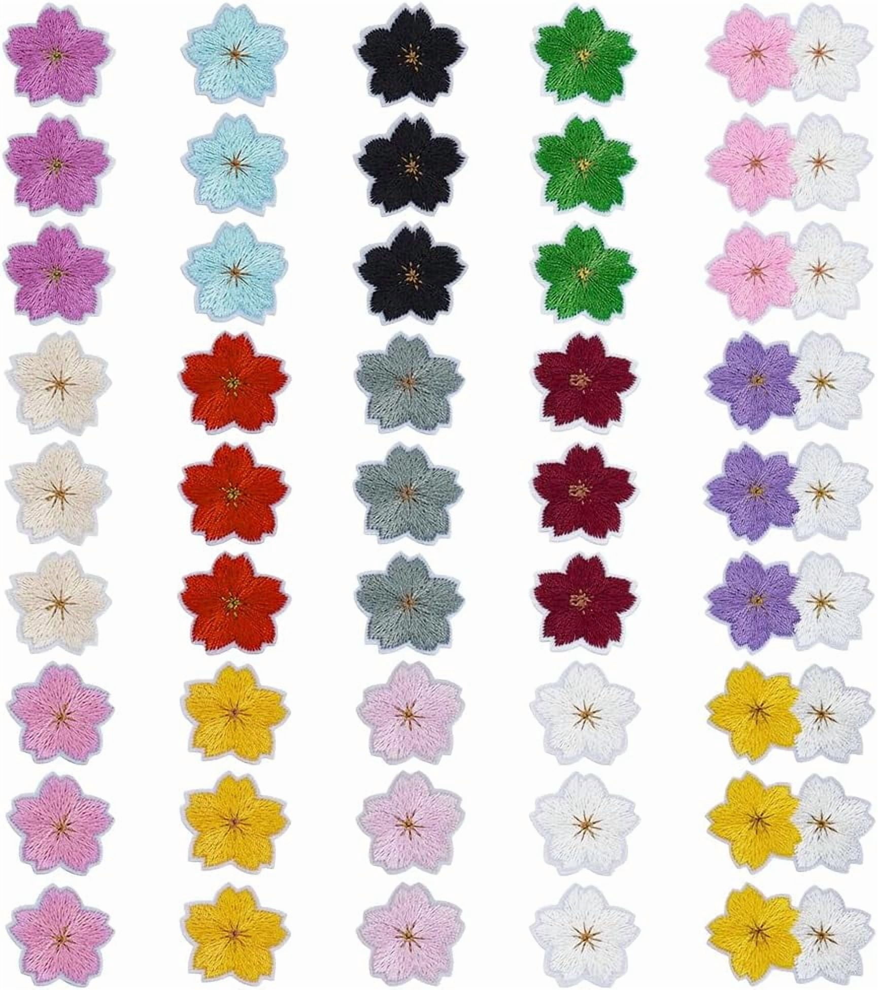 45 Pcs Cherry Blossom Iron on Patches 1x1~1.7inch Flower Embroidered ...