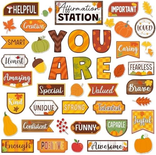 45 Pcs Fall Thanksgiving Affirmation Station Bulletin Board Set Autumn ...