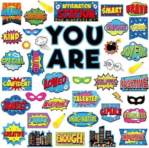 45 Pcs Hero Affirmation Station Bulletin Board Set Motivational Posters ...