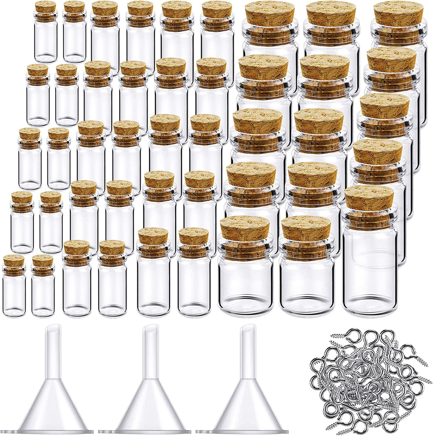 45 Pcs Mini Glass Bottles 1.5-10ml Small Jars with Cork Stoppers Wish ...