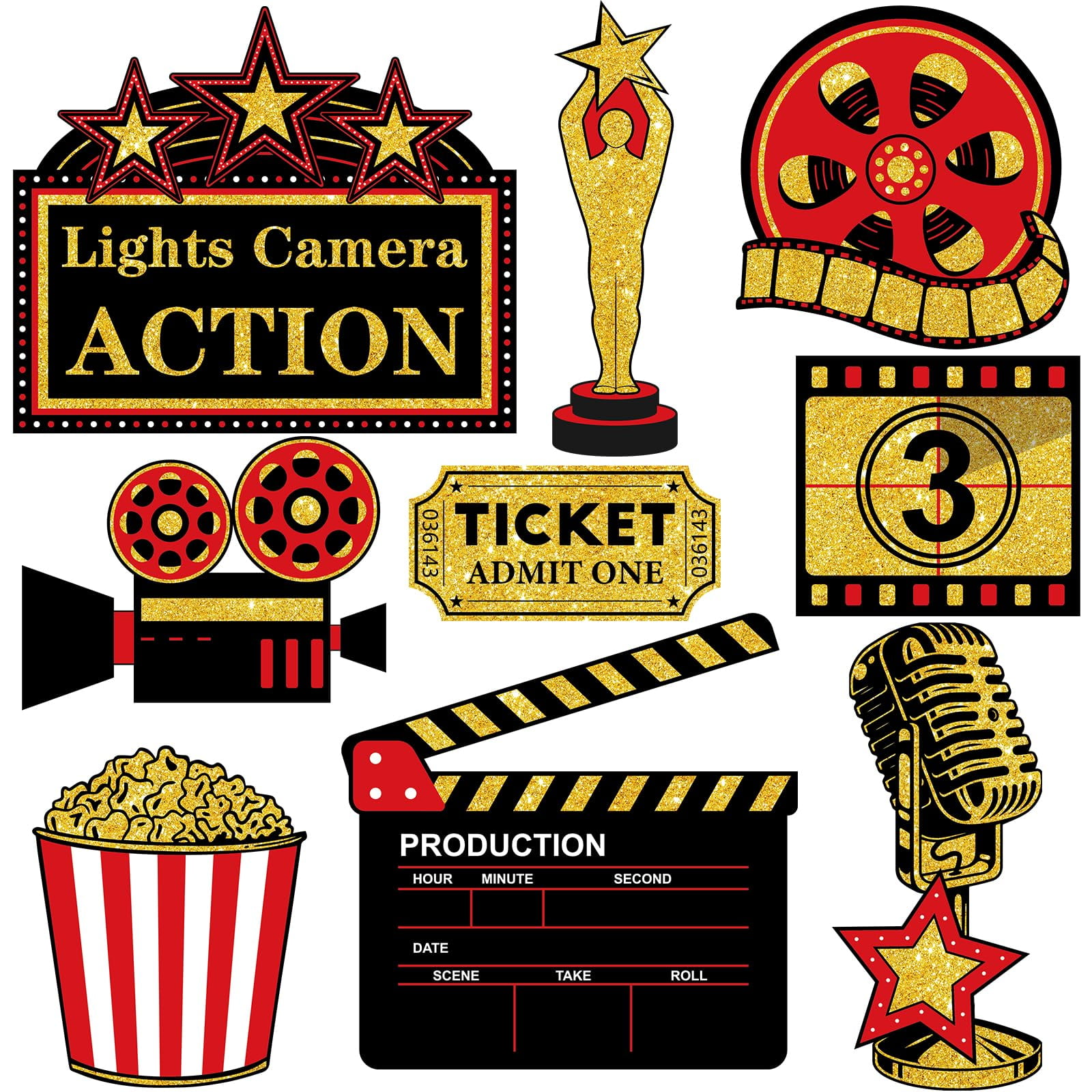 45 Pcs Movie Night Party Decorations Movie Party Cutouts Red Carpet ...