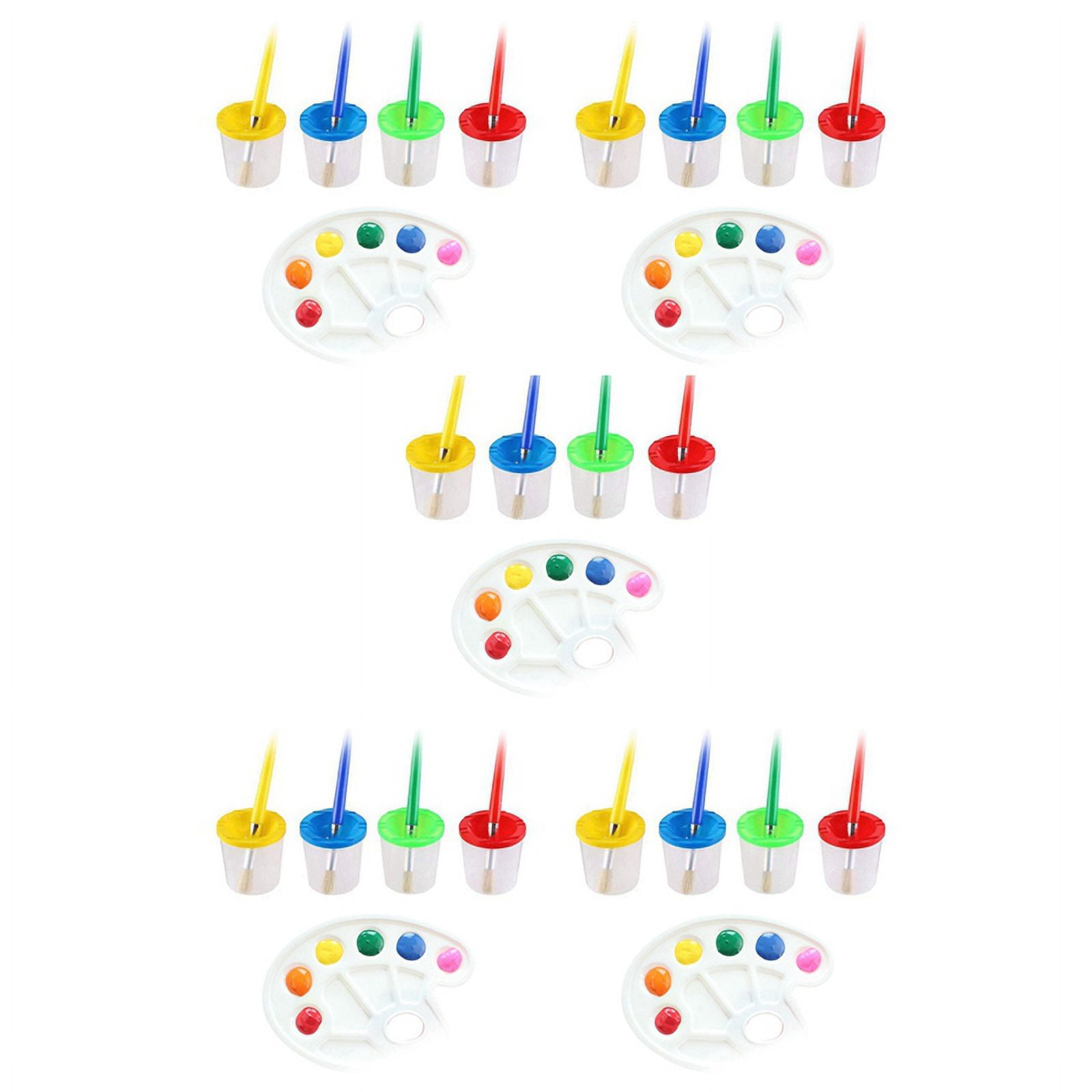 45 Pcs No Spill Paint Cups Set with Paint Brushes and Paint Tray ...
