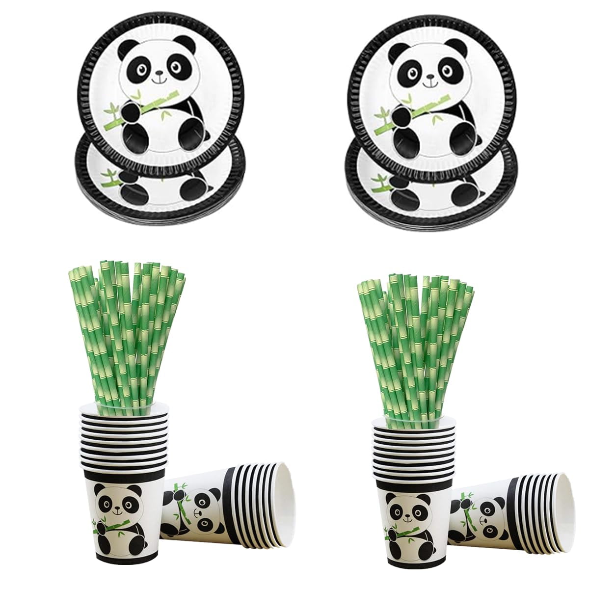 45 Pcs Panda Disposable RRF12 Tableware Set, Include Plates Cups and ...