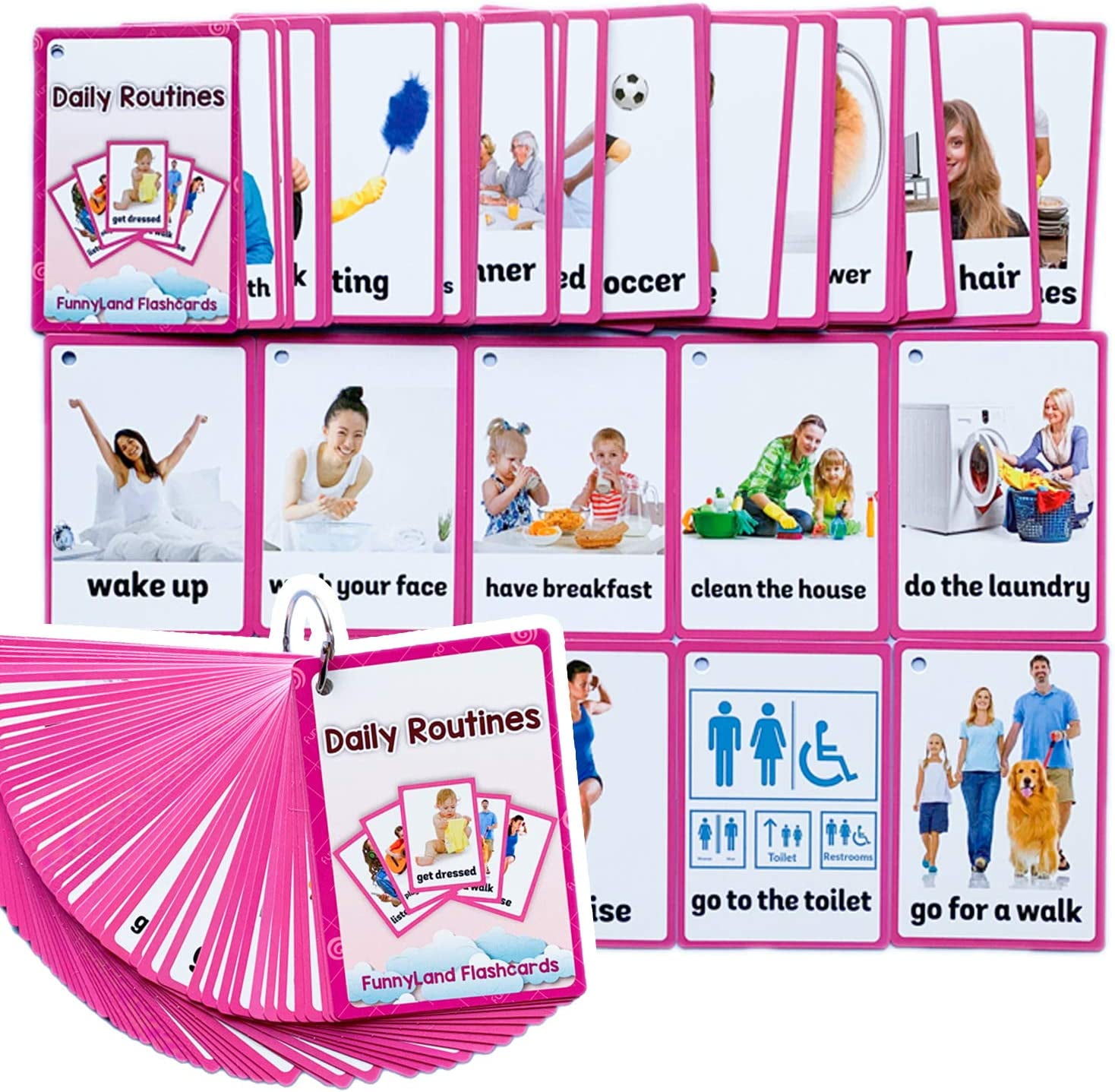 45 Pcs/Set Daily Routines Flash Cards for Toddlers and Kids | Learning ...